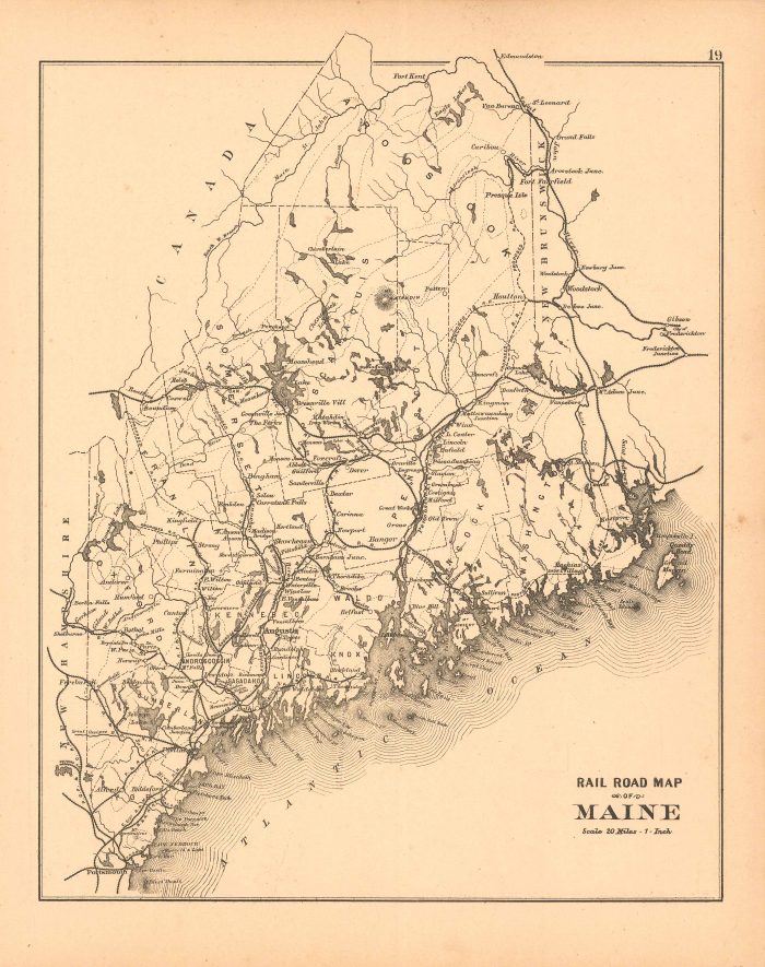 Stuarts 1890 Rail Road Map of Maine DO NOT SELL - Art Source International