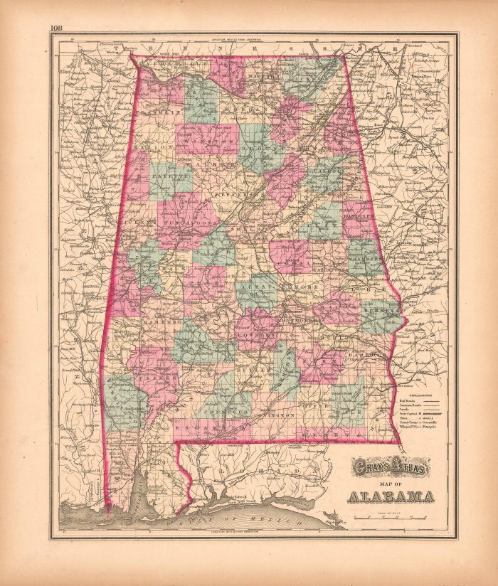 Grays Atlas Map of Alabama' - Art Source International