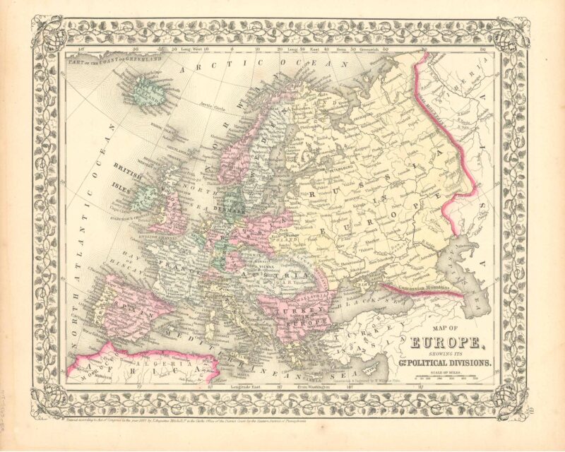 Map of Europe, Showing its Government Political Divisions - Art Source ...
