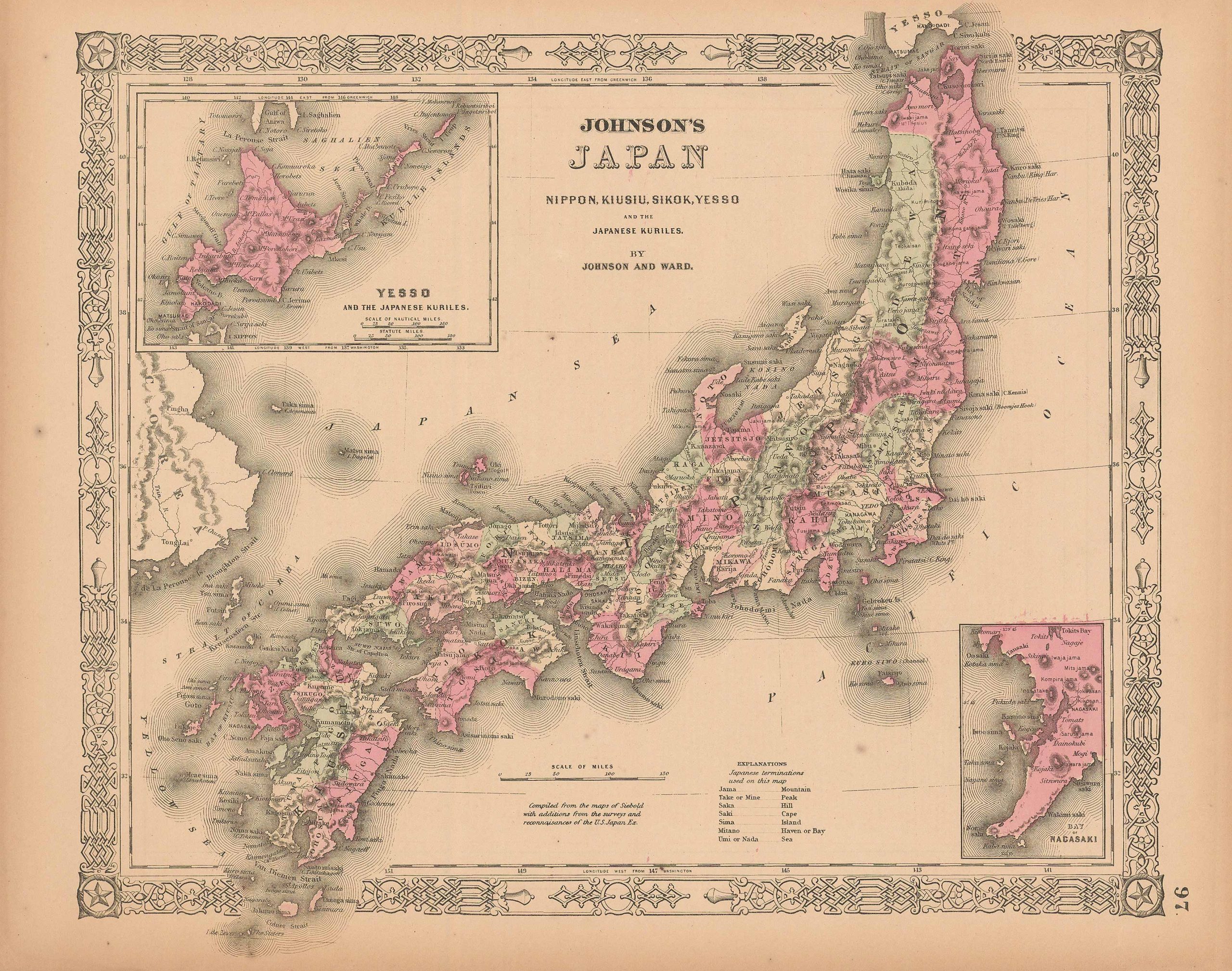 Johnsons Japan Nippon, Kiusiu, Sikok, Yesso and the Japanese Kuriles ...
