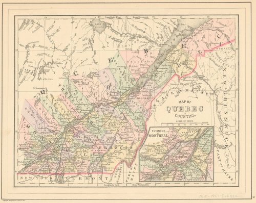Map of Quebec in Counties - Art Source International