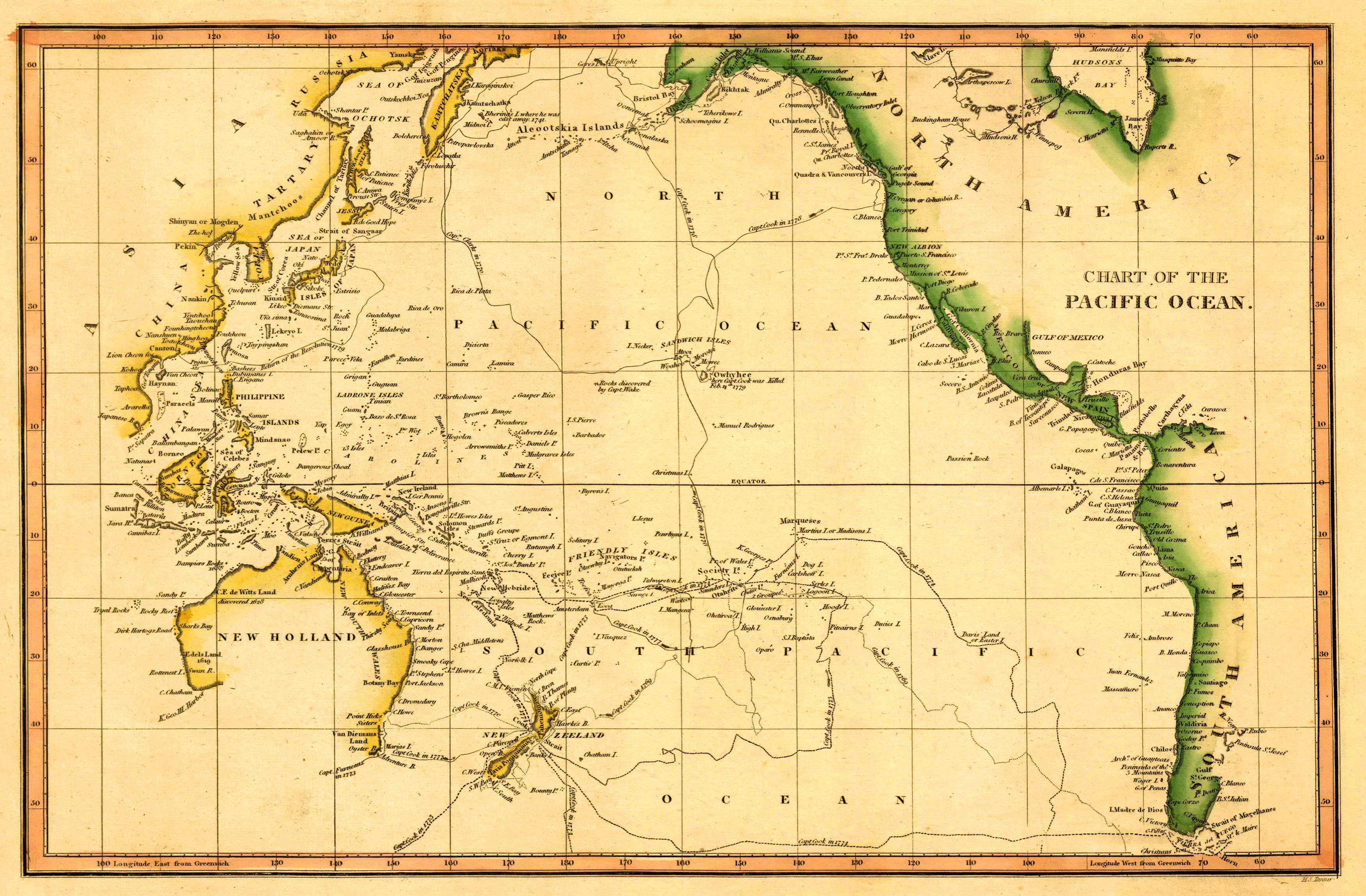 Chart of the Pacific Ocean - Art Source International