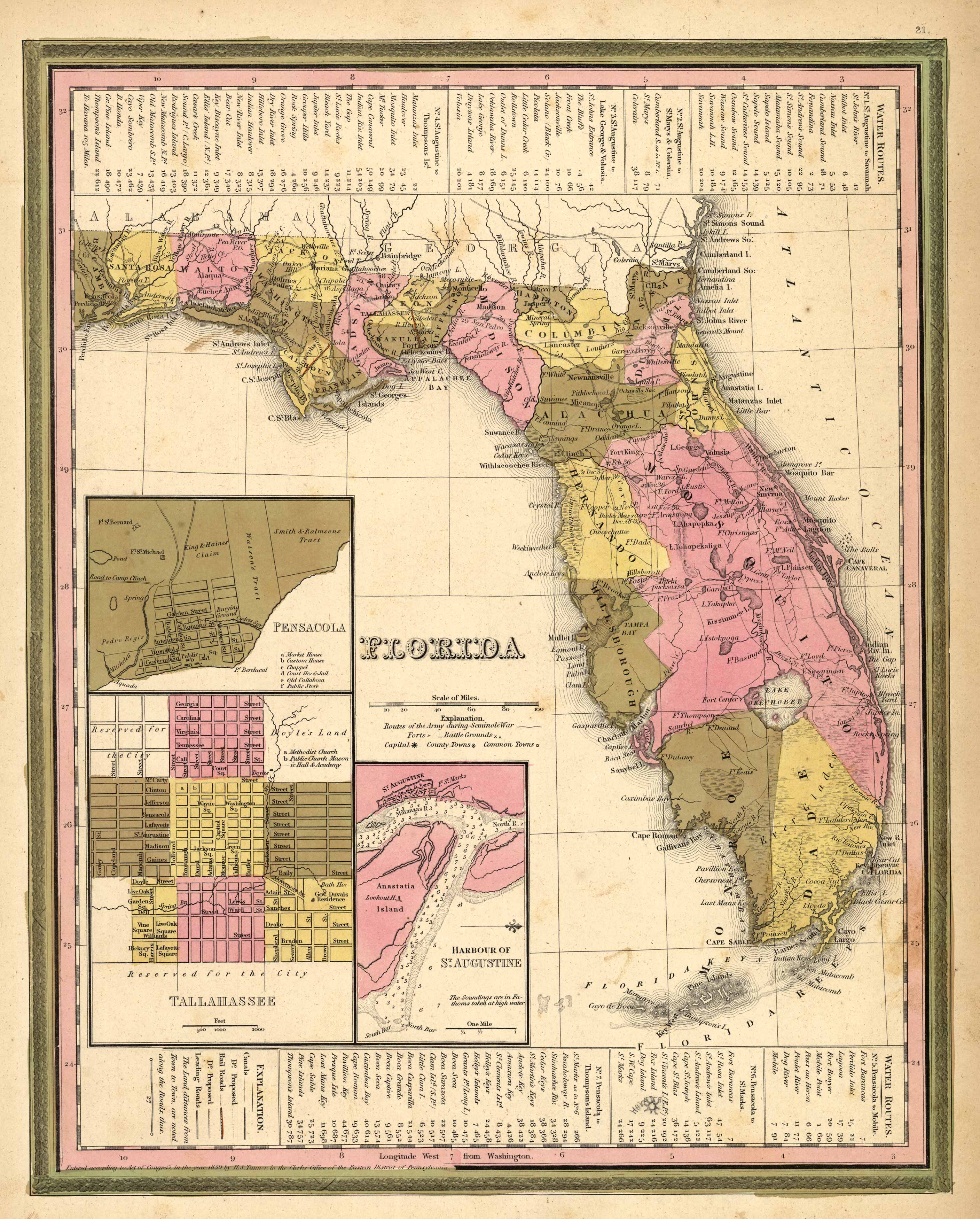 Mitchell’s 1846 Map of Florida - Art Source International