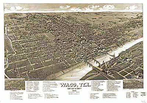 Bird's-eye View of Waco, Texas, 1886 - Art Source International