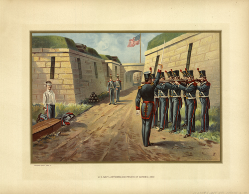 U.S. Navy - Officers and Private Marines-Firing Squad - 1830 - Art ...