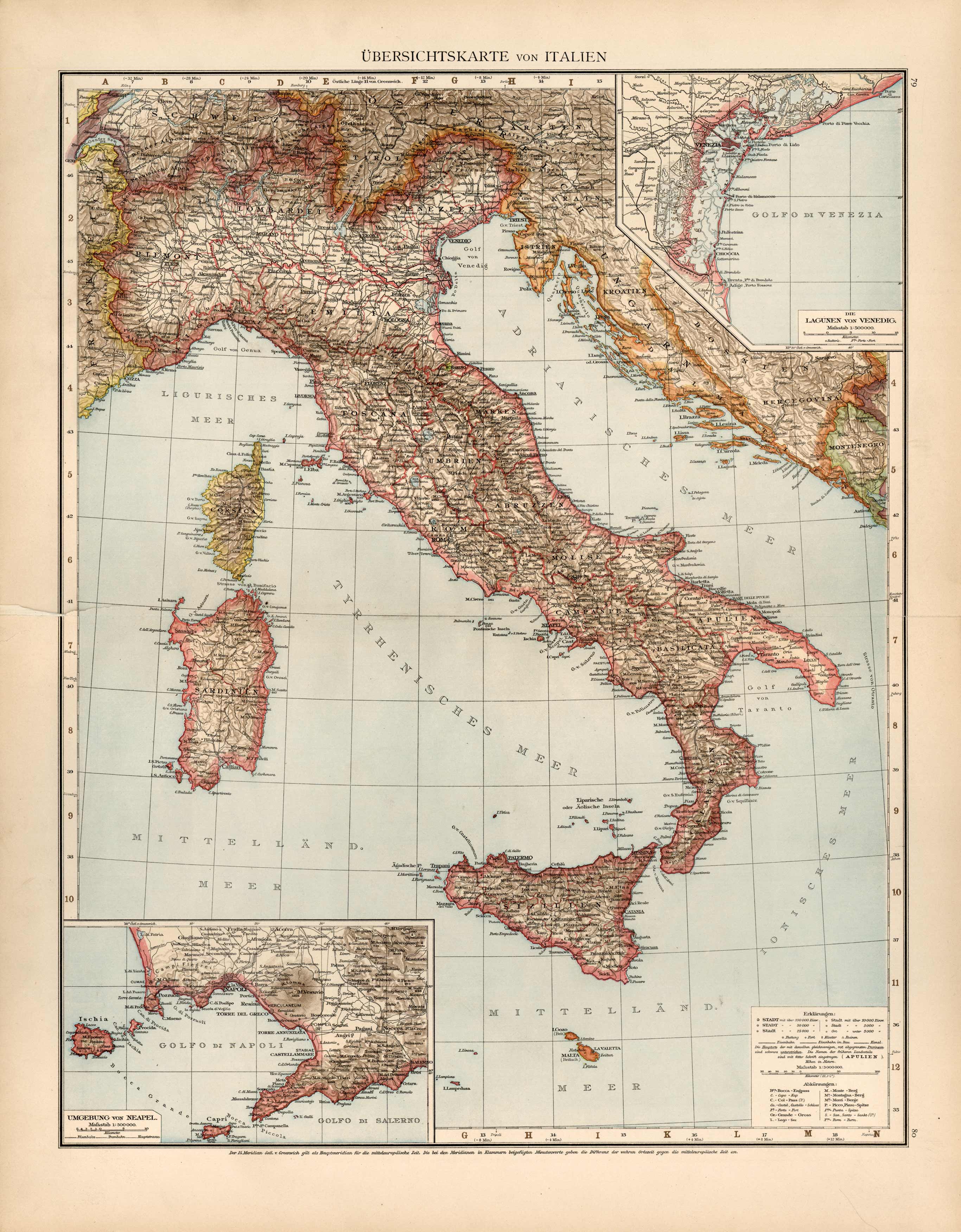Uebersichtskarte von Italien (General map of Italy) - Art Source ...