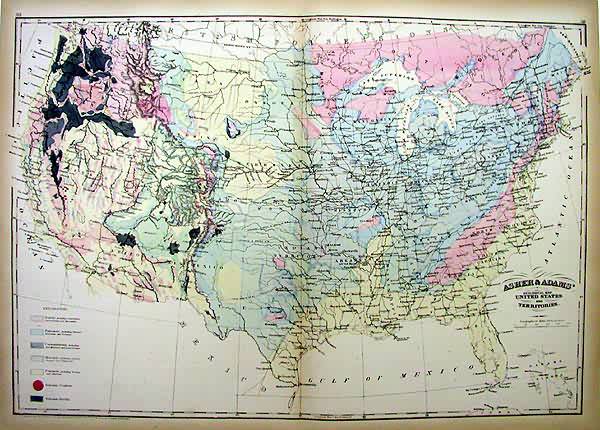 Asher & Adams Geological Map, United States and Territories' - Art ...