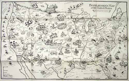 Bootleggers Map of the United States - Art Source International