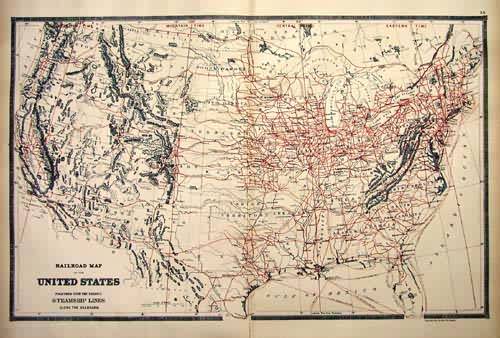 Railroad Map of the United States together with Steamship Lines - Art ...