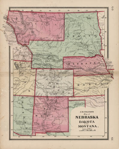Map of Nebraska, Dakota, Colorado, and Montana - Art Source International