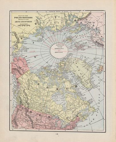 Map of the Polar Regions showing the recent arctic discoveries - Art ...