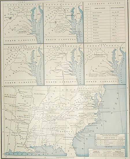 Map and Chart of Seceding States and Dates of Secession - Art Source ...