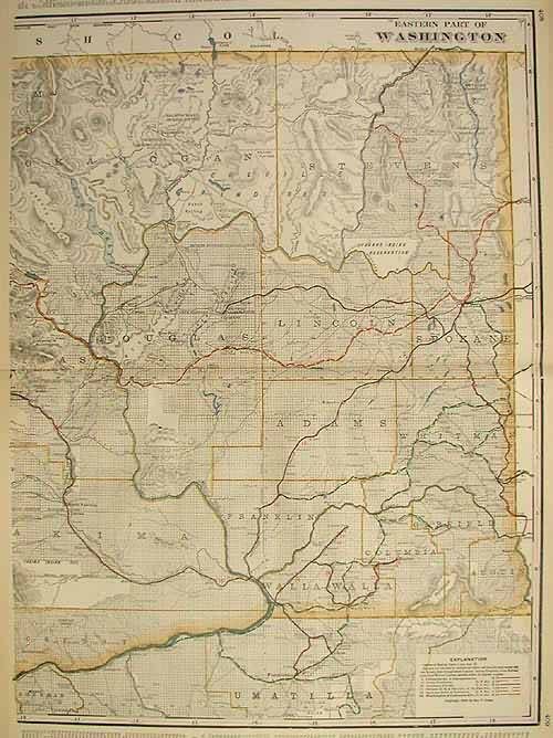 Eastern Part of Washington (Railroad Map) - Art Source International