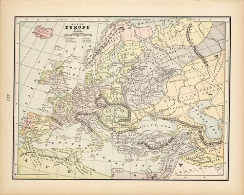 Map of Europe A.D. 1200 - Art Source International