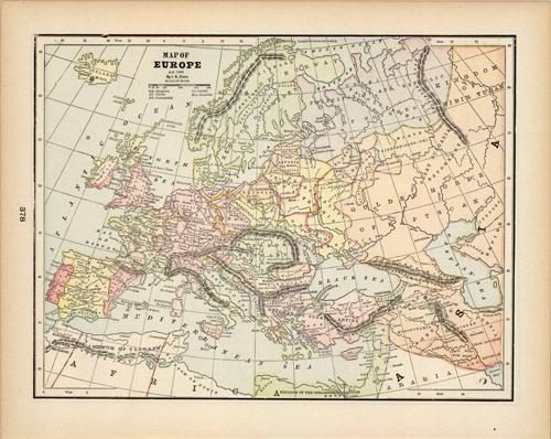 Map of Europe A.D. 1400 - Art Source International