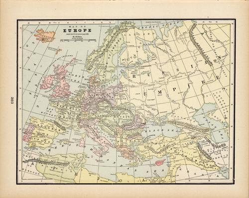 Map of Europe Since Treaty of Berlin (A.D. 1878) - Art Source International