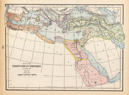 Map of the First Great Empires B.C. 3000 - 500 - Art Source International