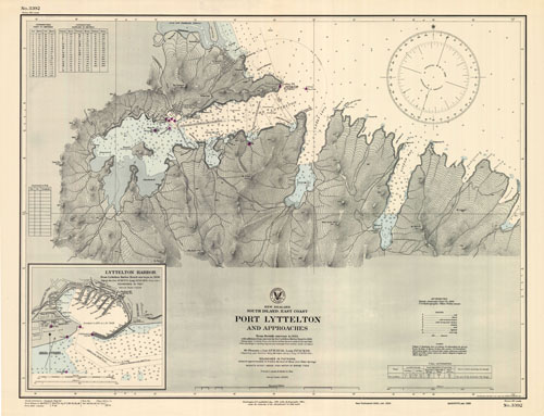 New Zealand - Port Lyttelton and Approaches (South Island) - Art Source ...