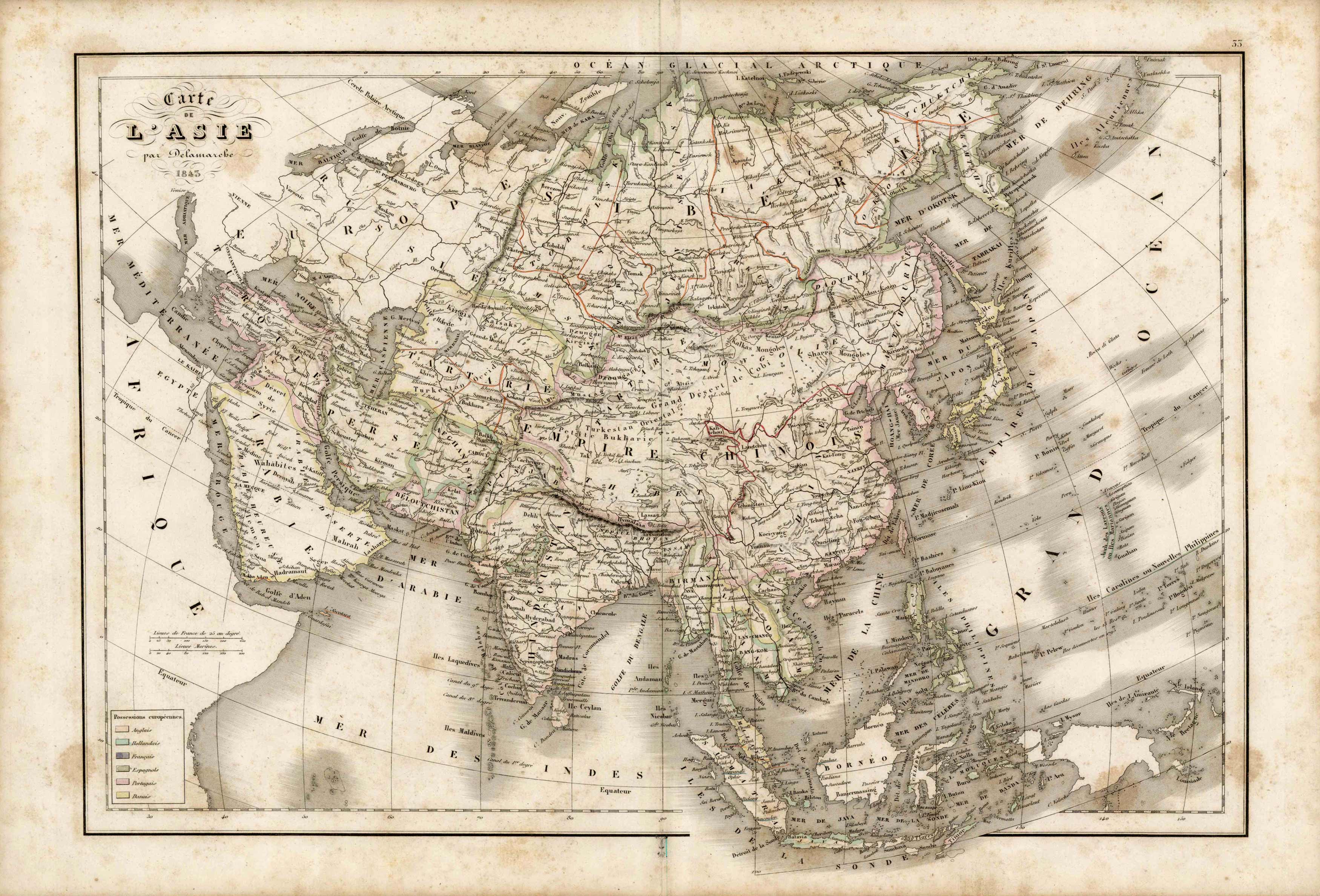 Carte de lAsie par Delamarche' - Art Source International