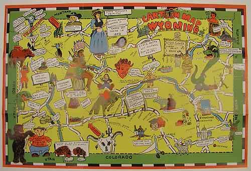 Cartoon Map of Wyoming - Art Source International
