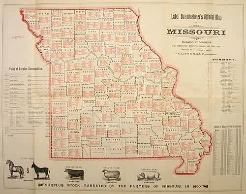 Labor Cammissioners Official Map of Missouri' - Art Source International