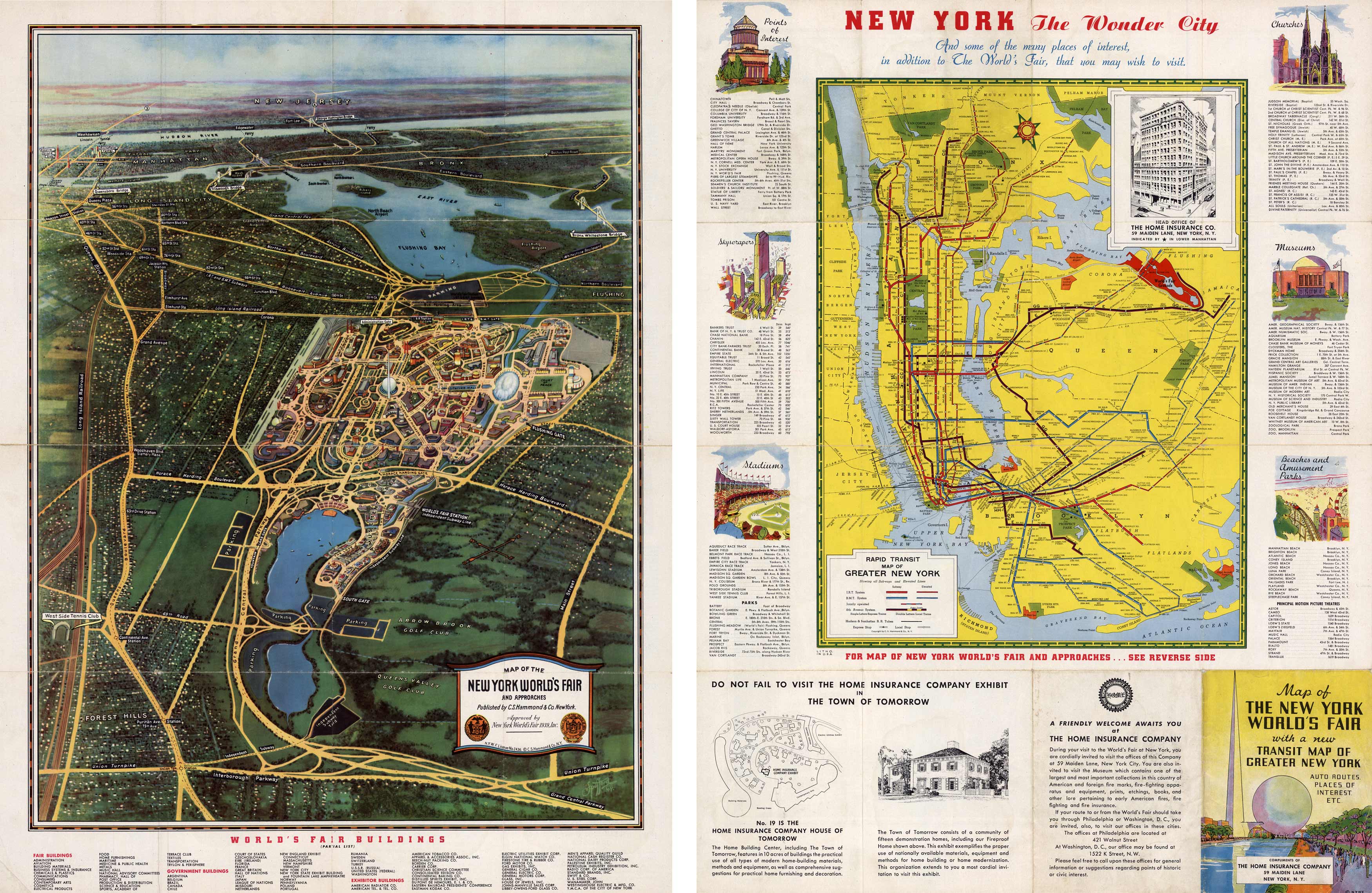 Map of the New York Worlds Fair with a new Transit Map of Greater New ...