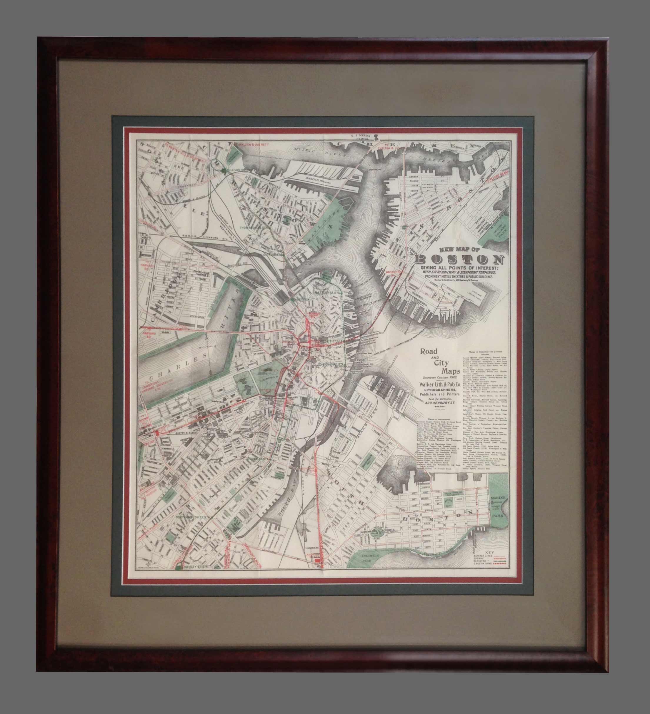 New Map of Boston Giving All Points of Interest; with every Railway and ...