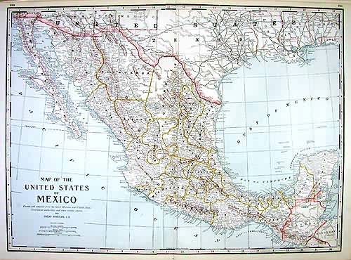 Map of the United States of Mexico - Art Source International