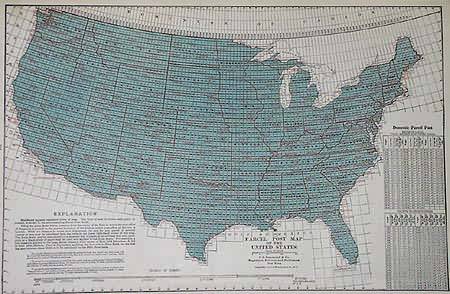 Parcel Post map of the United States - Art Source International