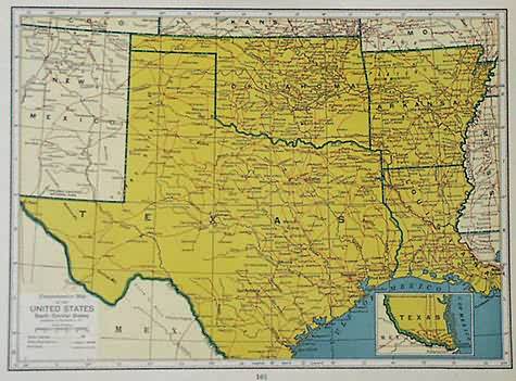 Comprehensive map of the United States South Central States - Art ...