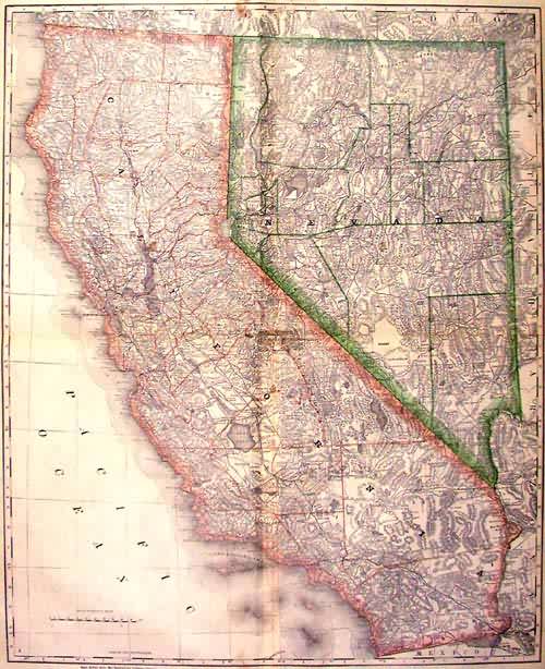 Map of California and Nevada - Art Source International