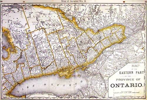 Map of the Eastern Part of the Province of Ontario - Art Source ...
