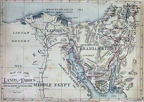 Map of the Lands of the Exodus - Art Source International
