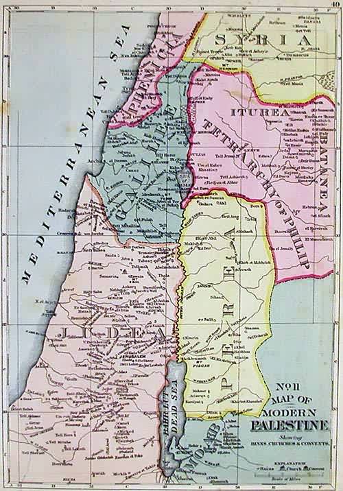Map of Modern Palestine - Art Source International