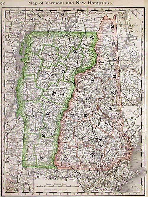 Map of Vermont and New Hampshire - Art Source International