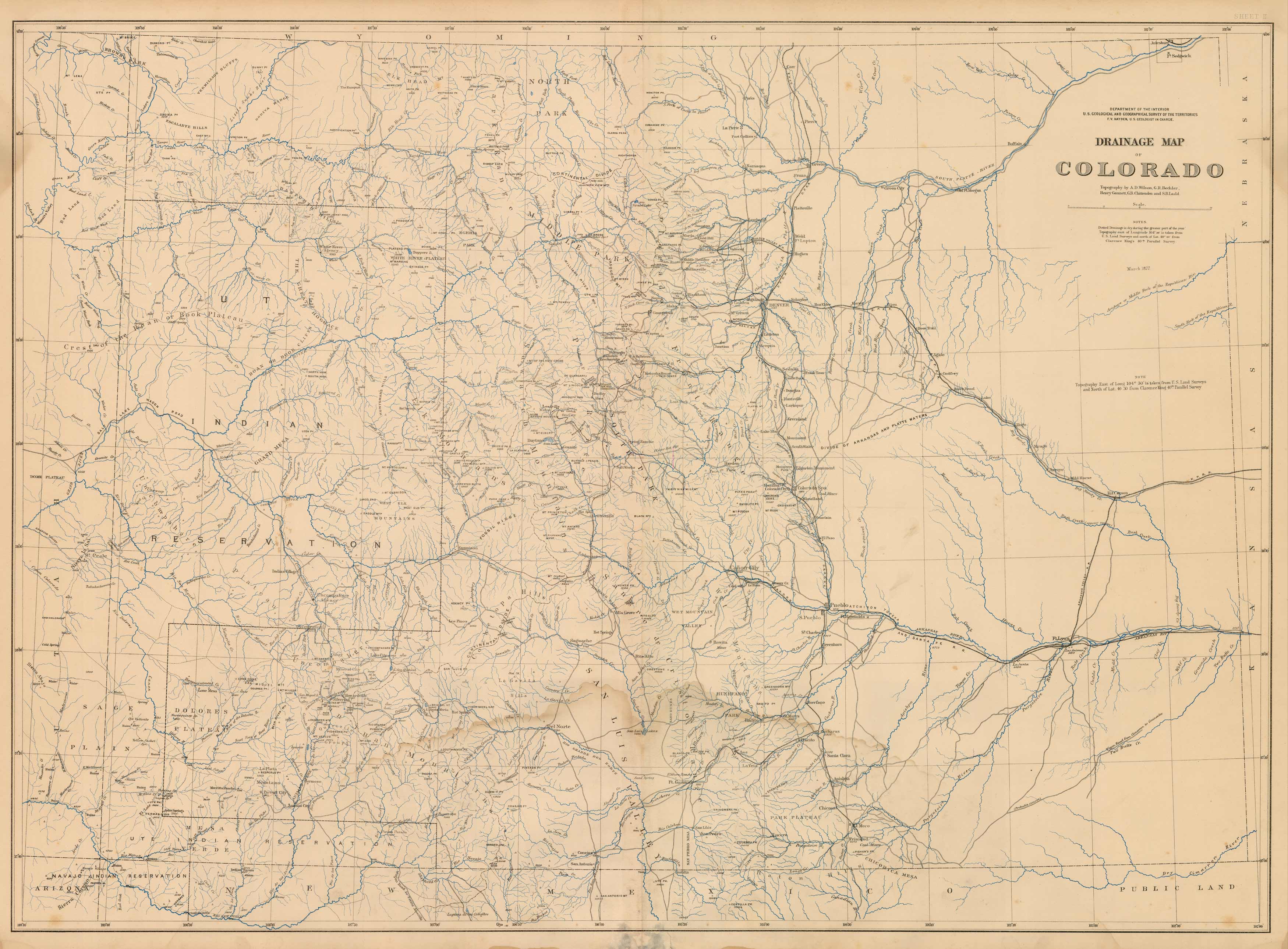 Sheet II - Drainage Map of Colorado - Art Source International
