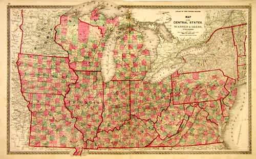Map of the Central States - Art Source International