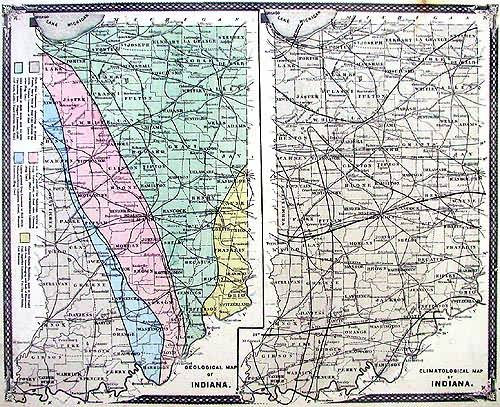 Geological and Climatological Maps of Indiana - Art Source International