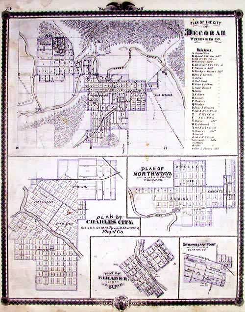Plan of the City of Decorah, Winneshiek Co., Plan of Northwood, Worth ...