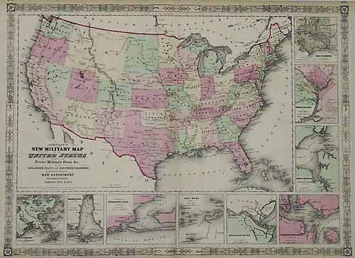 Johnsons New Military Map of the United States Showing the Forts ...