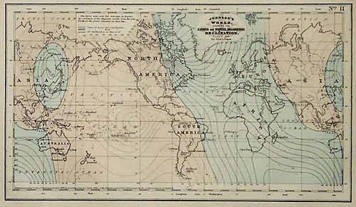 Johnsons World Showing the Lines of Equal Magnetic Declination. - Art ...