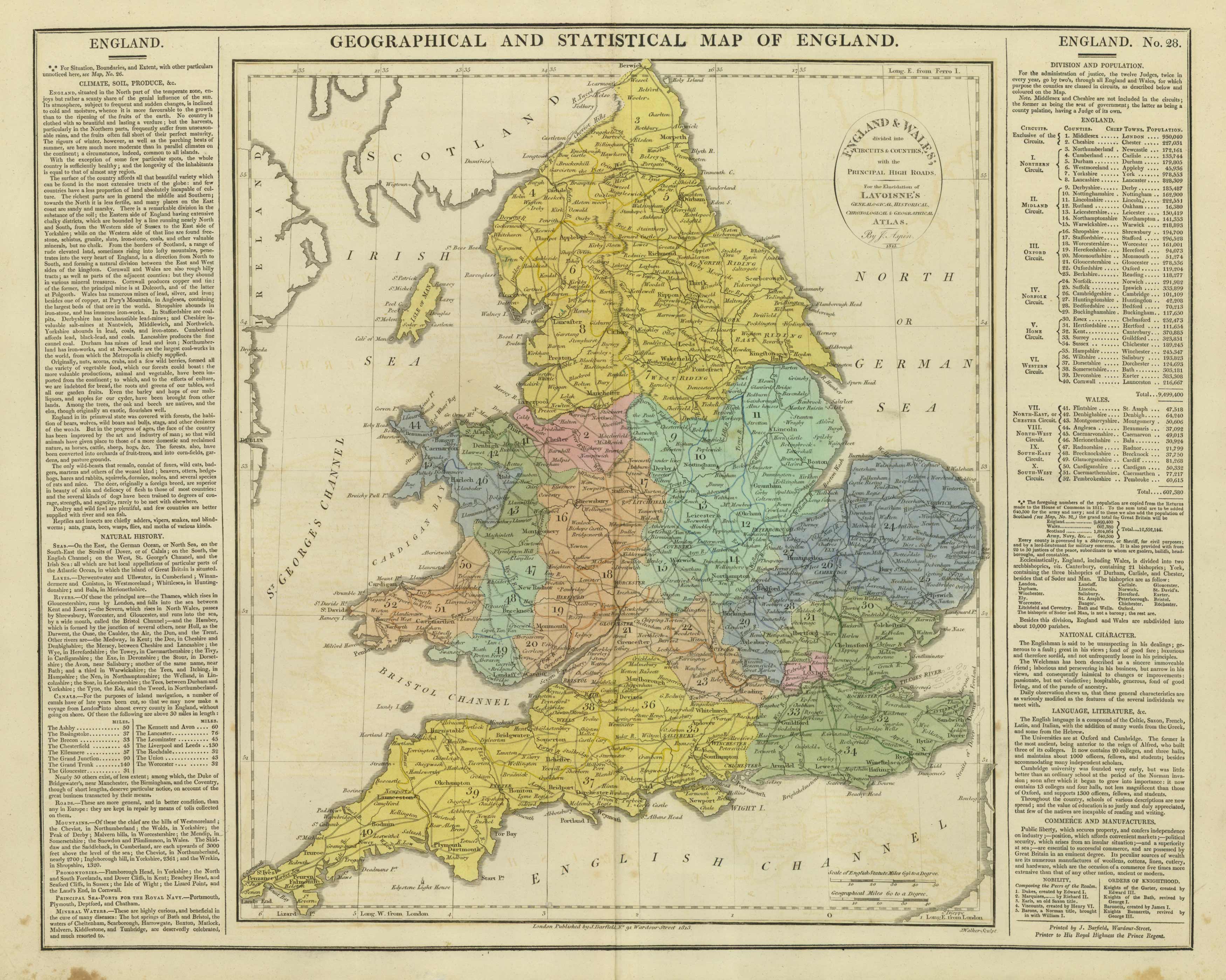 Geographical, Statistical, and Historical Map of England - Art Source ...