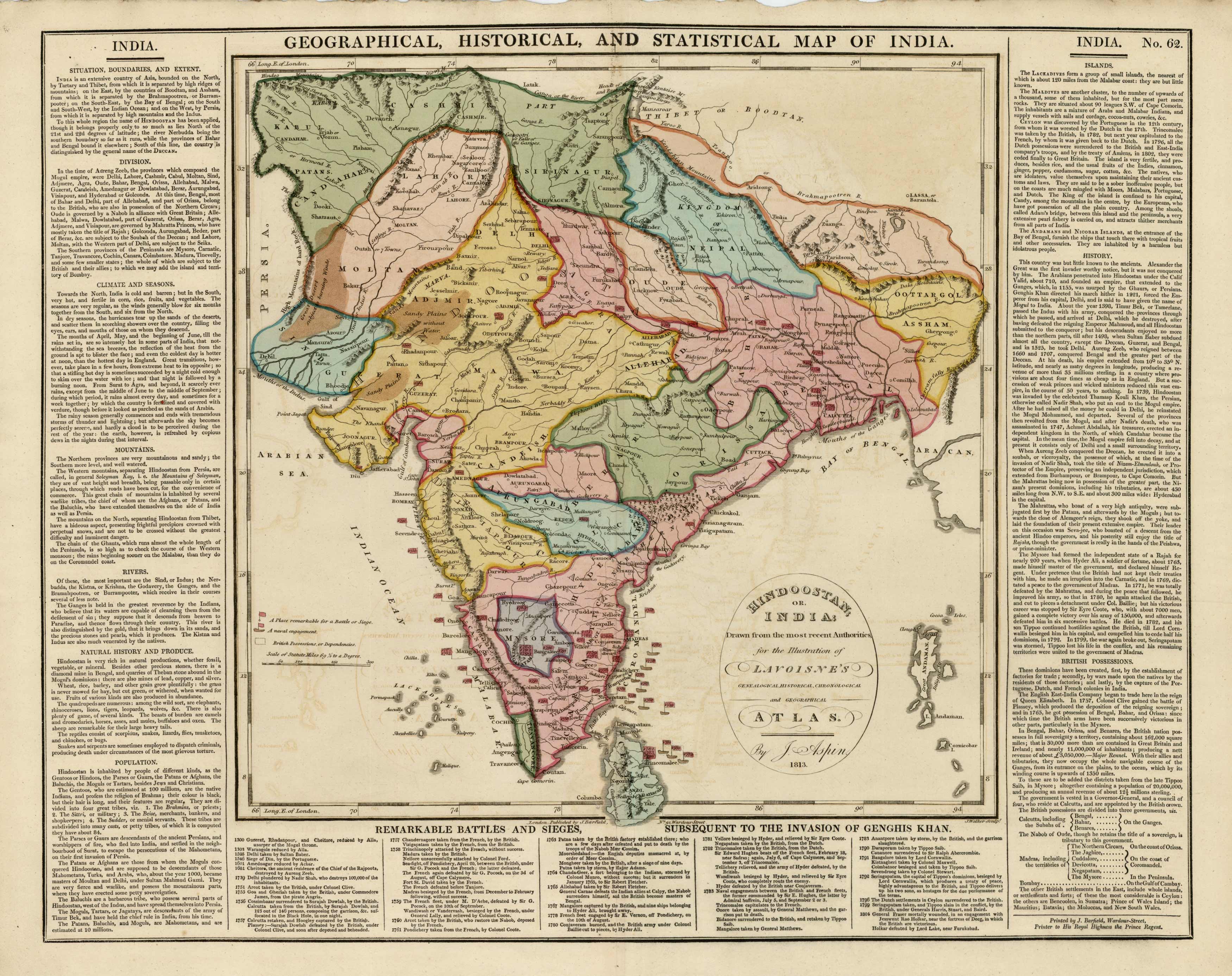 Geographical, Statistical, and Historical Map of India - Art Source ...