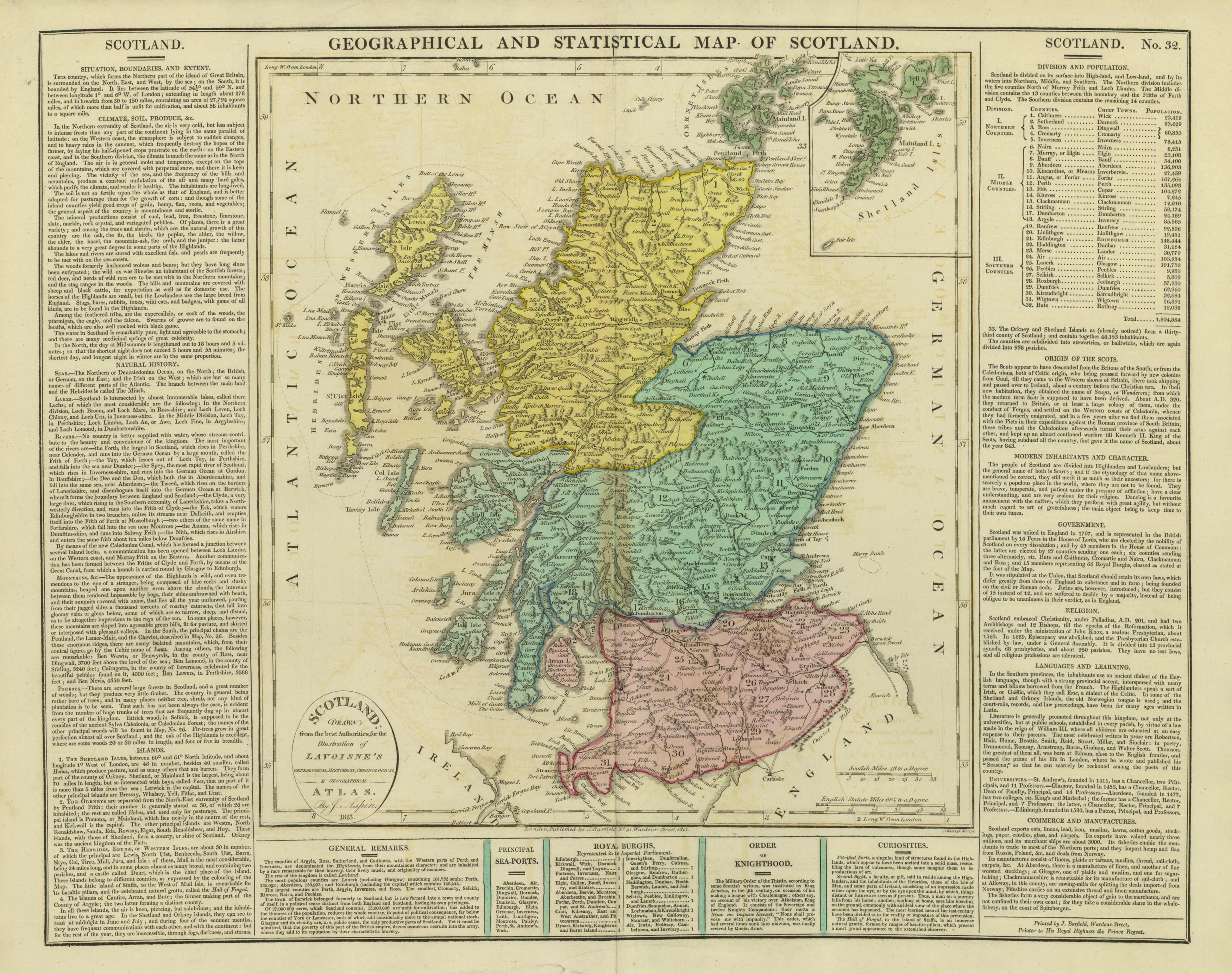 Geographical, Statistical, and Historical Map of Scotland, with Inset ...