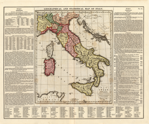 Geographical and Statistical Map of Italy - Art Source International