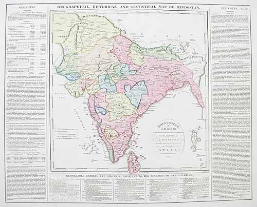 Geographical and Statistical Map of Hindostan - Art Source International