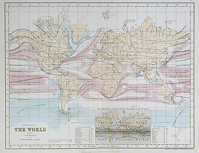 Physical Map of the World Showing Currents adn Isothermal Lines - Art ...