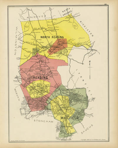 Map of North Reading, Reading, and Wakefield - Art Source International