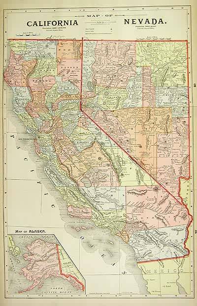 Map of California and Nevada - Art Source International