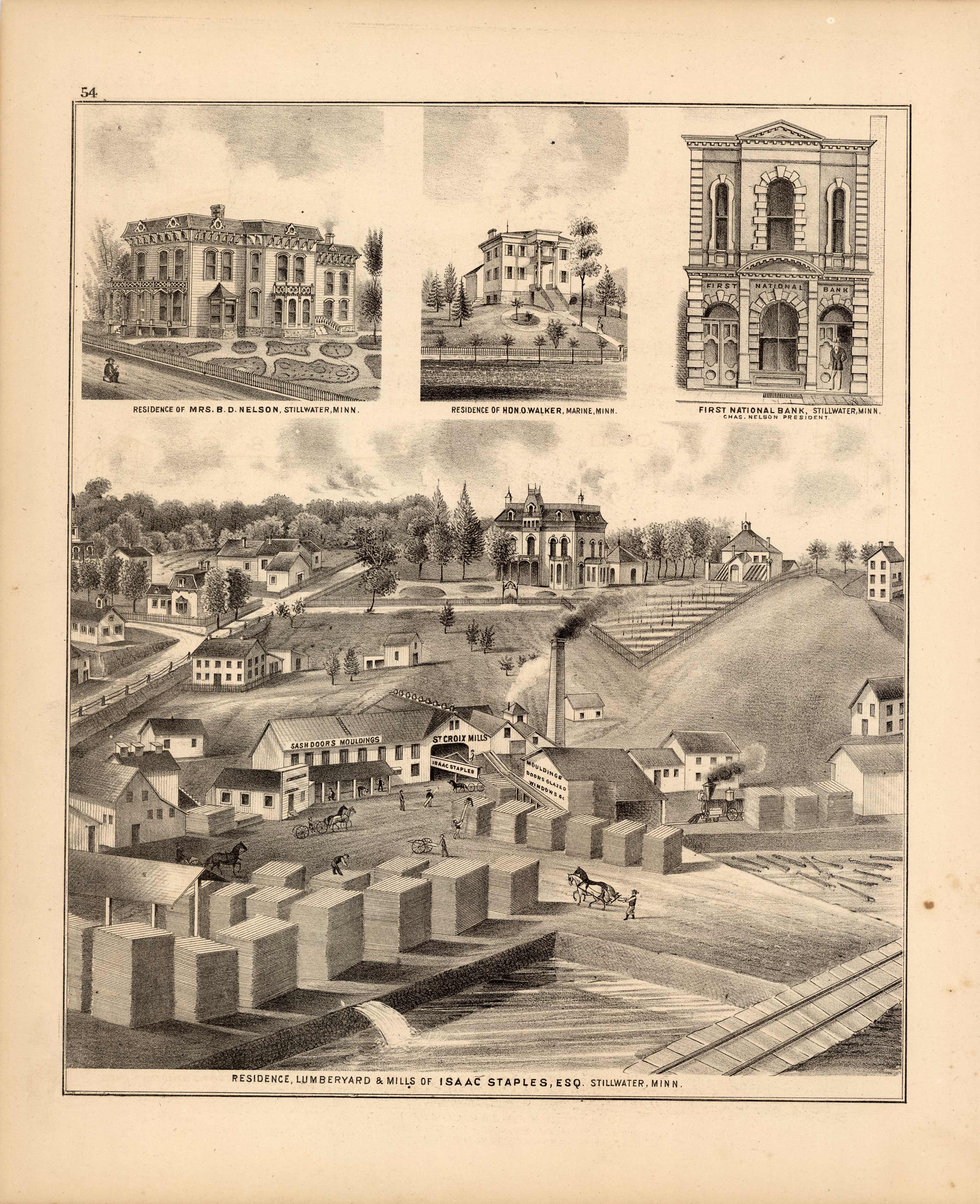 Residence of Mrs. B.D. Nelson; Residence of Hon. O. Walker; First ...